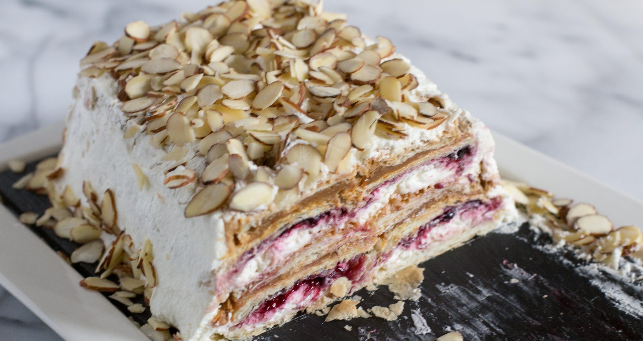 Easy Torta Pompadour Cake with Puff Pastry - Pilar's Chilean Food & Garden