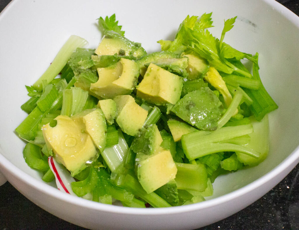 Apio Palta Celery Avocado Salad - Pilar's Chilean Food & Garden